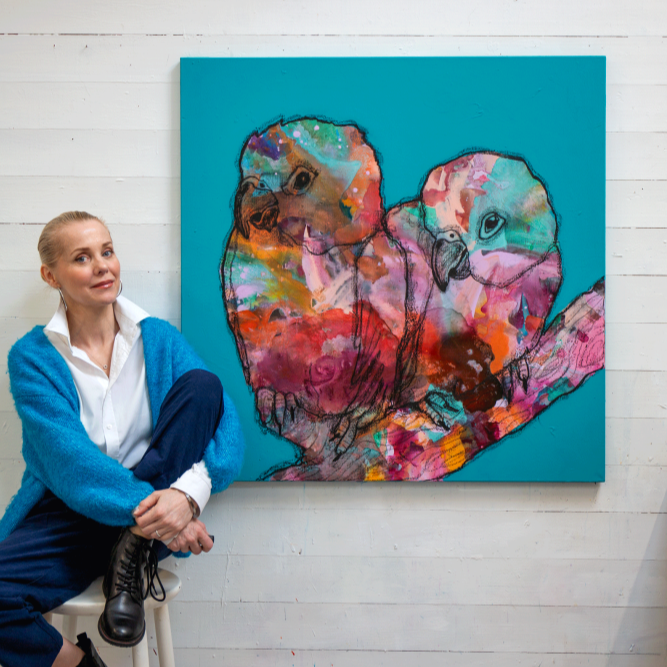 Sjekk de der, da - stort maleri av Gunilla Holm Platou – Kunst & Kaos